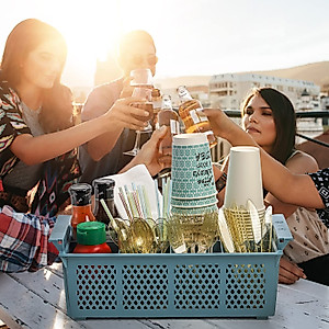 Nicunom Utensil Caddy Silverware Holder with 8 Slots, Kitchen Cutlery Organizer for Spoon, Napkin, Fork, Knives, Cups - Flatware Rack Condiment Caddy for Camping RV BBQ Picnic Party