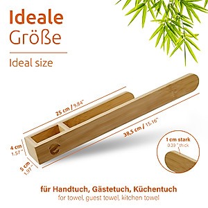 ECENCE Hand Towel Holder Bamboo Wood Adhesive Wall Mounted, Hand Towel Bar for Bathroom Guest Hand Towel Rack 15.16"