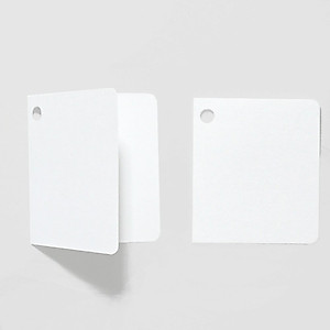 80 Printable White Cardstock Folding Hang Tags with Holes, 3.5 x 2 Inches, Two-Sided Personalize and Custom Tags