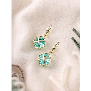 Big Dark Red Crystal Dangle Earrings for Women (Jan-Garnet-14K Gold)