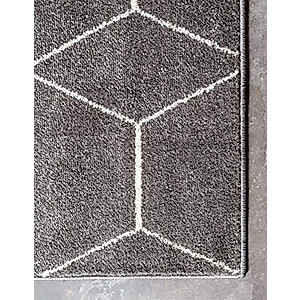 Unique Loom Trellis Frieze Collection Area Rug - Geometric (5' Square, Dark Gray/ Ivory)