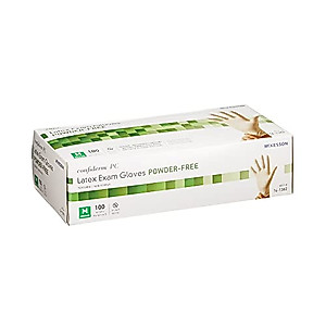 McKesson Confiderm PC Latex Exam Gloves - Powder-Free, Ambidextrous, Textured, Non-Sterile - Ivory, Size Medium, 100 Count, 1 Box