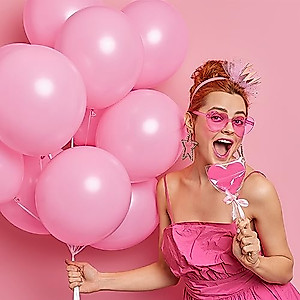 RUBFAC 158pcs Pink Balloons Arch Garland Kit, Hot Pink Rose Gold Metallic Balloons Confetti Latex Balloons for Birthday Wedding Bridal Shower Princess Theme Party Decorations