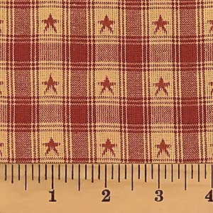 Farmhouse Red Star Dobby Homespun Cotton Plaid Fabric by JCS - Sold by The Yard