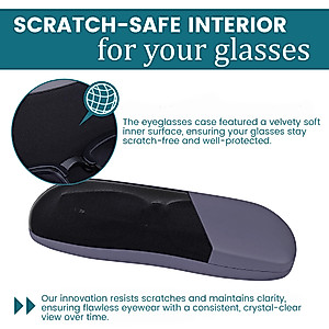 SpecNest Eye Glass Case - Thin and Slim Hard Shell Glasses Case for Eyeglasses - Stainless Steel Shell with Vegan Leather for a Modern Professional Look - Hard Glasses Case