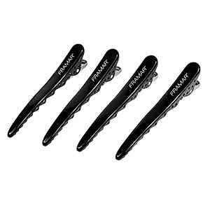 Framar Black Big Bite Clips - Set of 4 Professional Hair Clips – Hair Clips for Styling, Clips for Hair, Metal hair Clips - Extra Grip & Durable