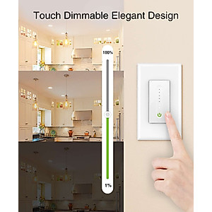 GHome Smart Dimmer Switch Works with Alexa Google Home, Single Pole 2.4GHz Wi-Fi Switch for Dimmable LED CFL INC Light Bulbs, Neutral Wire Required, UL Certified, No Hub Required, 1Pack