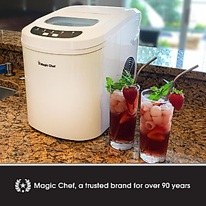 Magic Chef Portable Countertop Ice Maker, Small Ice Maker for Kitchen or Home Bar, Tabletop Ice Maker for Entertaining, 27-Pound Capacity, White