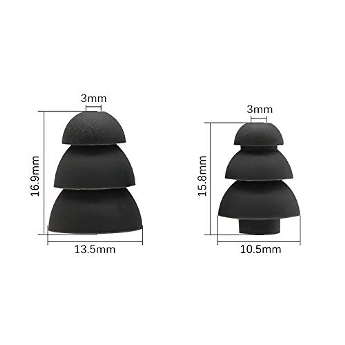 Zotech 20 Pcs Triple Flange Ear Tips Silicone Replacement Ear Buds Tips (Black)