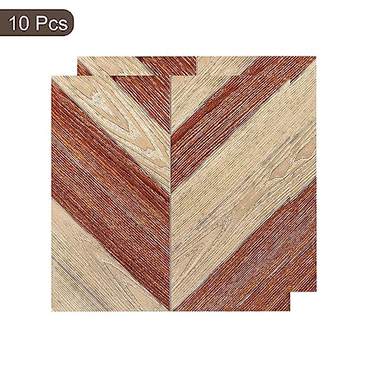 uxcell Peel and Stick Floor Wall Tiles Sticker, 10Pcs 12"x12" Self-Adhesive Wood Grain Floor Stickers Matte Frosted Flooring Tiles for Kitchen Bathroom and Home Decor, Beige+Brown
