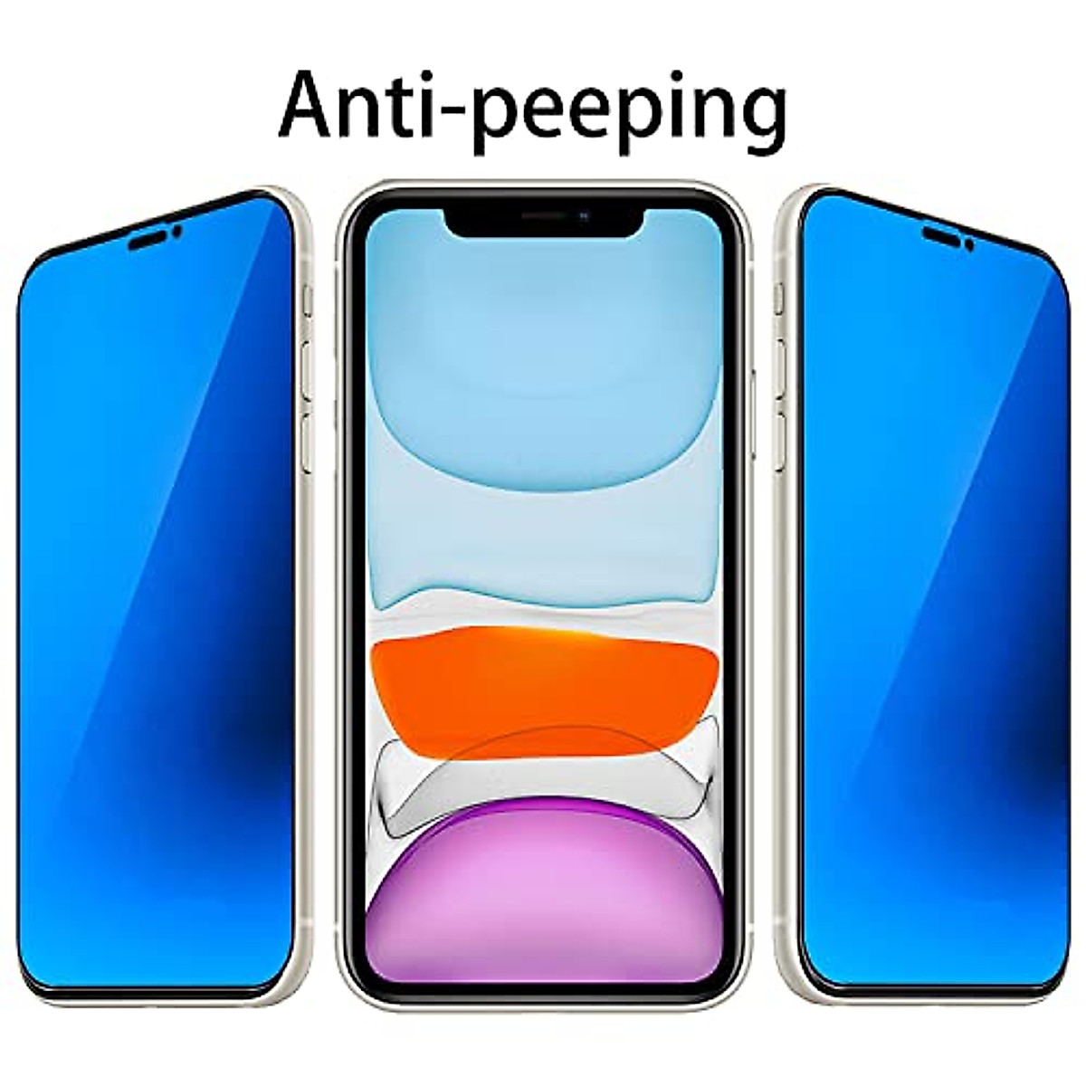 BWEDXEZ 2 Pack Anti-Blue Privacy Tempered Glass Suit for iPhone 11 / iPhone XR Mirror Anti-Spy Screen Protector Anti-Peeping Film Electroplated 9H Hardness Anti-scratch 6.1 inch (Blue)