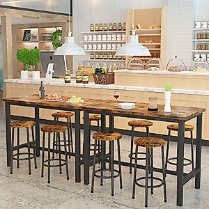 AWQM Dining Table Set for 4 Bar Table with Stools Industrial Counter Height Pub Table with 4 Chairs Bar Table and Chairs Set Kitchen Breakfast Table for Kitchen, Living Room, Industrial Brown