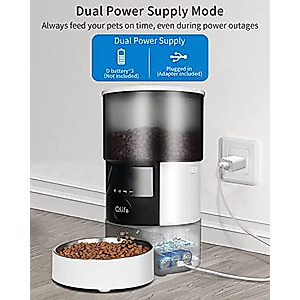 QLIFE Automatic Cat Dog Feeder: Dry Food Dispenser for Dog, Auto Pet Feeder, Portion Control Automatic Dog Feeder (Black WiFi, 3L)