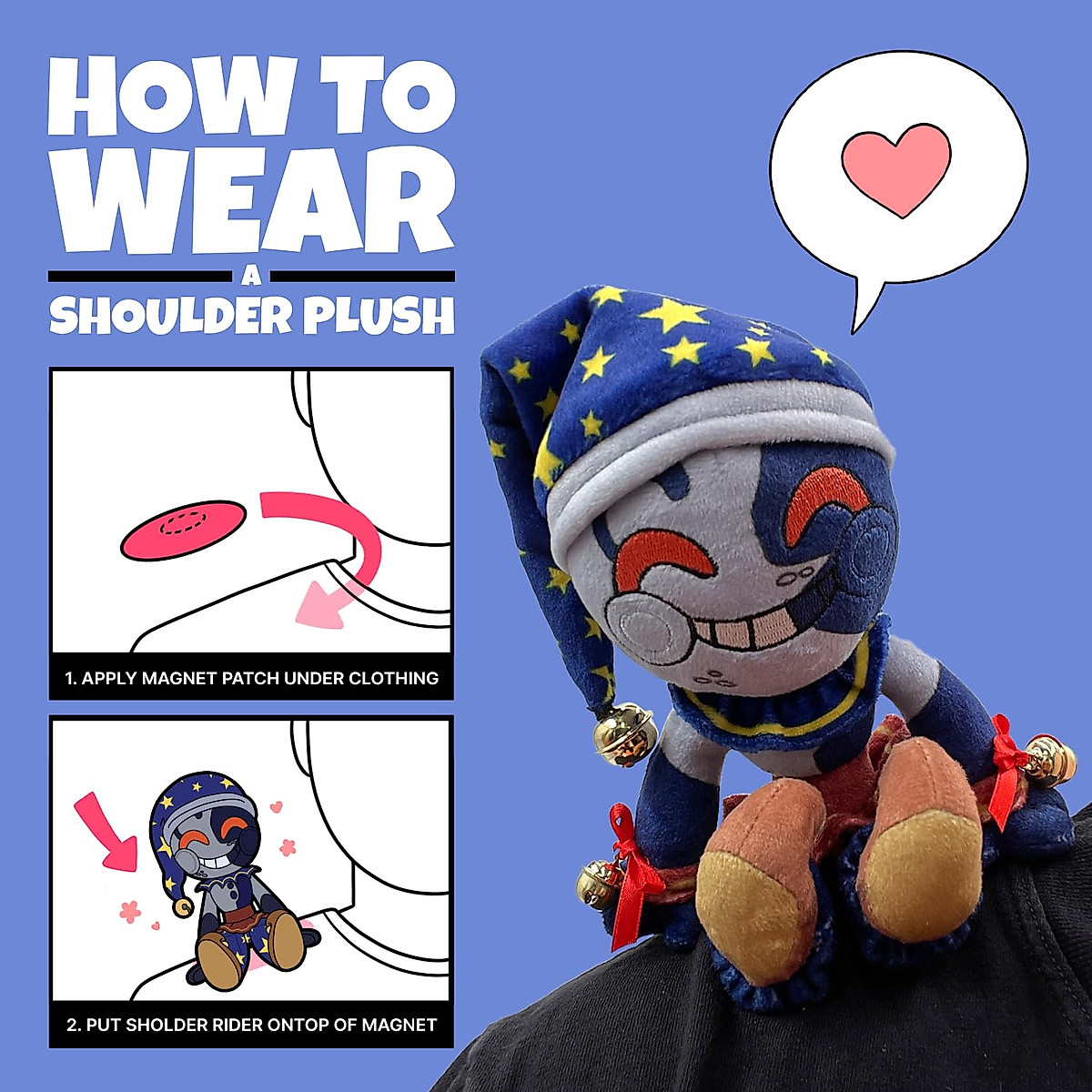 Youtooz FNAF Moon Plush 6" Inch Shoulder Rider, Collectible Soft Magnetic Moon Shoulder Rider Plushie from Five Night's at Freddys, By Youtooz FNAF Plush Collection