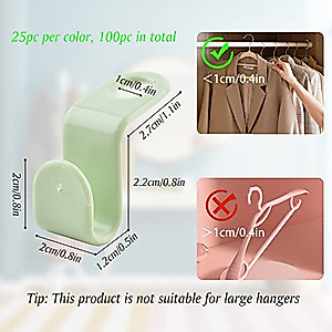 100 Pcs Clothes Hanger Hook Connector, 4 Colors Clothes Hangers Plastic Hooks, Hangers Space Saving Organizer for Heavy Clothes Closet