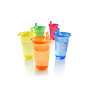 Nuby 6 Pack Reusable Cups with Lids, 10 Ounce, Colors May Vary (Discontinued by Manufacturer)