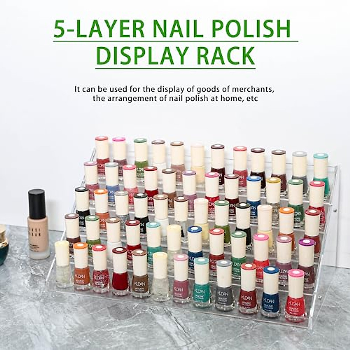 Cq acrylic Nail Polish Holder Organizer Clear Acrylic Nail Polish Tray Fingernail Polish Display case 5 layers 72 Bottles Essential Oils Holder Sunglasses Eyewear Organizer Display Case