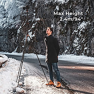 K&F Concept 94 Inch Camera Tripods 4 Section Ultra High Aluminum Professional Detachable Monopod Tripod with 360 Degree Ball Head Quick Release Plate for DSLR SLR Cameras T254A8+BH-28L (SA254T1)