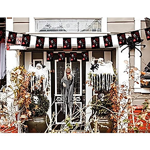 Scream Ghost No You Hang Up First Halloween Banner Pennant Flags Bunting Creepy Halloween String Ghostface Flags Halloween Banner Horror Indoor Outdoor Hanging Decorations Halloween Party Supplies