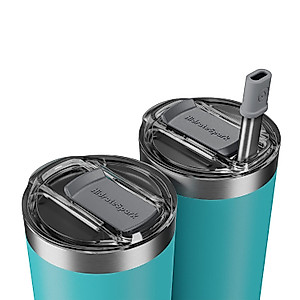 Hidrate Spark PRO Smart Tumbler with Lid & Straw – Insulated Stainless Steel – Tracks Water Intake with Bluetooth, LED Glow Reminder When You Need to Drink – 20oz, Sea Glass