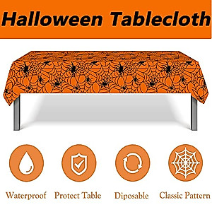 UOMNICUE Christmas Tablecloth 54 X 108Inch,Disposable Plastic Red White Christmas Trees Snowflakes Table Cover Christmas Theme Tablecloth for Christmas Holiday Party Decorations (3, Spider Web)