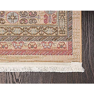 Unique Loom Fars Collection Modern Classic Tribal Inspired Design with Border Area Rug, Rectangular 9' 0" x 12' 0", Tan/Light Blue