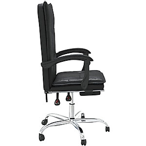 Reclining Office Chair,with Rolling Wheels with Adjustable seat Height Suitable for Office, Home, Study Space, Conference Room or Play Facility Black Faux Leather