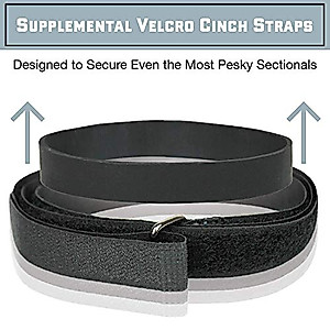 Couch Clamp PRO Non-Slip Sectional Connectors with Hook-and-Loop Cinch Clips for Sliding Sofas - Prevents Floor Scratches and Big Gaps in Your Couch with Easy Install No Tools Required (4 Pack)