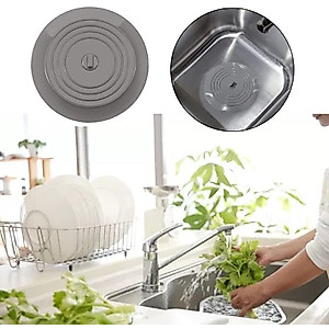 2Pcs Black and Grey Water Stopper Silicone Bathtub Drain Plug Cover Kitchen Bath Tub Sink Rubber Bath Tub Stopper, Kitchen Drains and Strainers Flat Suction Sink Stopper