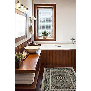 RUGGABLE Hendesi Heriz Washable Rug - Perfect Vintage Area Rug for Living Room Bedroom Kitchen - Pet & Child Friendly - Stain & Water Resistant - Sage 3'x5' (Standard Pad)