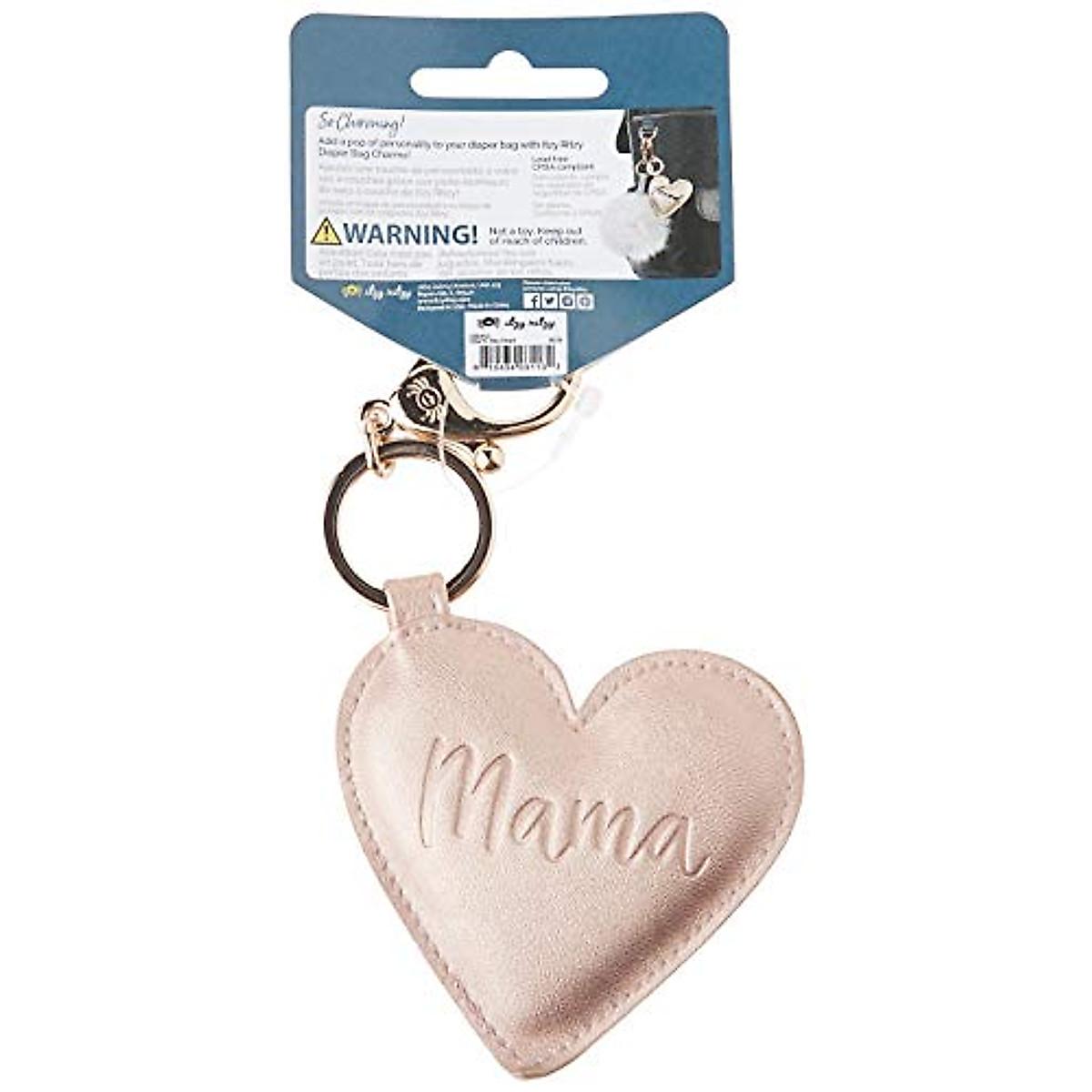 Itzy Ritzy Diaper Bag and Purse Charm, Keychain and Luggage Marker; Measures 6” Long and 3” Wide; Features Durable Clasp and Trendy Gold Hardware, Gold