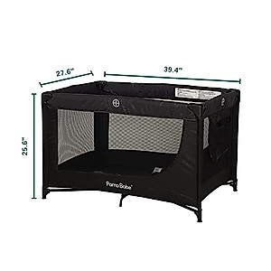 Pamo Babe Portable Crib Baby Playpen with Mattress and Carry Bag (Black)