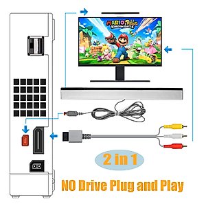 2 in 1 Wii AV Cables Composite Audio Video Cable + Wii Sensor Bar Wii Wired Infrared Ray Sensor Bar Compatible with Nintendo Wii and Wii U