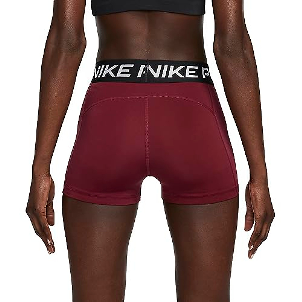 Nike Pro Women's 3" Shorts (Large, Dark Beetroot/Black/White)