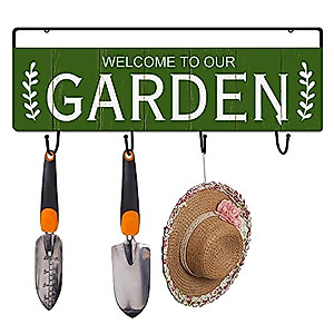 YY YEARCHY Garden Tool Rack Decorative Wall Mounted Storage Organizer Hanger Holder Stand (16.93"x10.04"x2.36", Green)