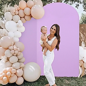 PATYDEST 6ft Arch Cover Purple Wedding Arch Backdrop Cover Lavender Spandex Fitted Backdrop Panels for Round Top Chiara Arch Frame Stand Happy Birthday Party Arch Cover Backdrop Fabric Ceremony