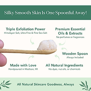 Bare Botanics Lavender Citrus Body Scrub 24oz | Made in Madison, WI | All Natural Himalayan Salt Exfoliator Skin Loving Moisturizers | Vegan & Cruelty Free | Gift Ready Packaging w/a Cute Wooden Spoon