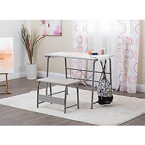 SD Studio Designs Project Center, 55128 Craft Table Play Desk with Bench, Grey, 37.75"W x 21.75"D x 28"H,Grey