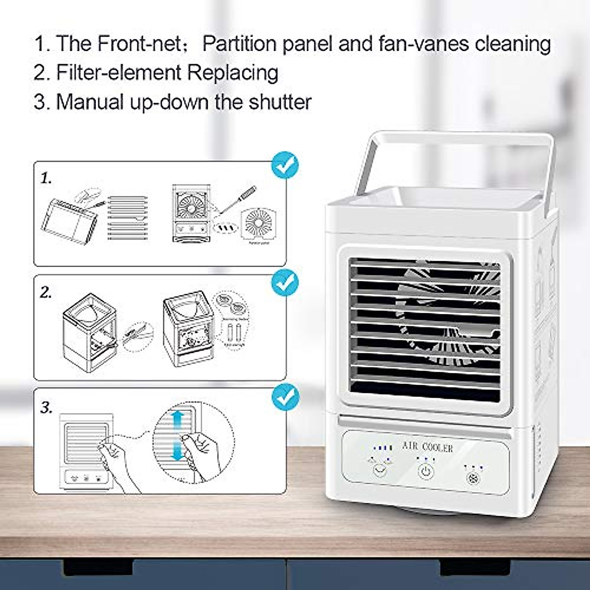Personal Air Cooler, 5000 mAh Battery Operated 60° and 120°Auto Oscillation,Portable Air Conditioner Fan with 3 Refrigeration and 3 Wind Speeds,Ultra Quite Cooling Fan for Outdoor Home and Office