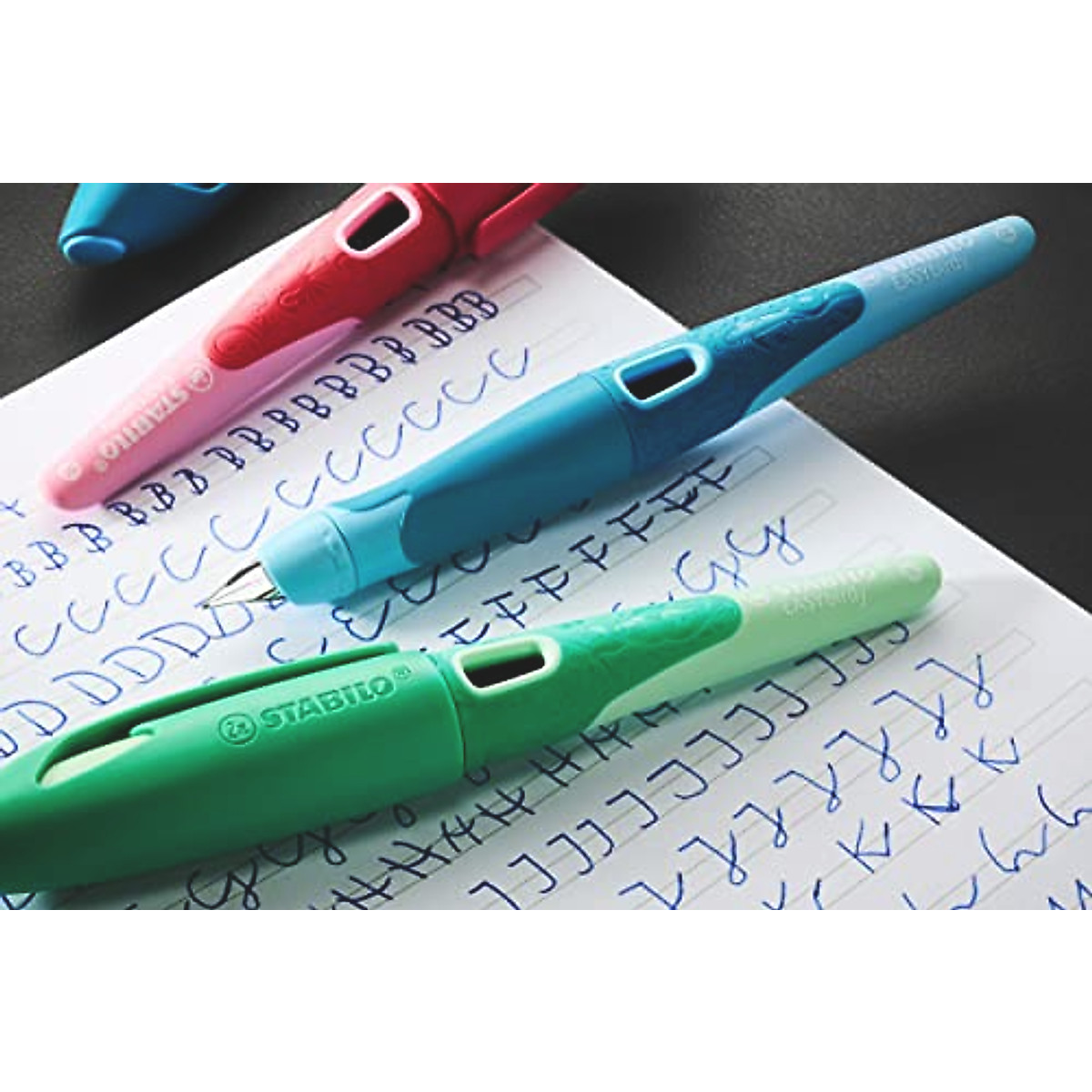 STABILO Ergonomic School Fountain Pen EASYbirdy 3D Wildfile Special Edition - Nib A - Right-Handed - Cartridge and Adjustment Tool Included - Blue