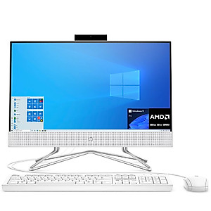 HP All-in-One Desktop, 21.5" FHD Anti-Glare Display, AMD Athlon Silver 3050U (Beat Core i3-10100Y) Up to 3.2GHz, 8GB RAM, 256GB PCIe SSD, Webcam, WiFi, Media Card Reader, HDMI, RJ45, Win 11 Pro