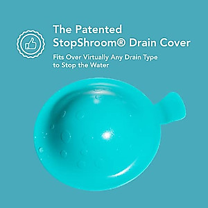 StopShroom STBLU232 Universal Stopper Plug Cover for Bathtub, Bathroom and Kitchen Drains, Aqua