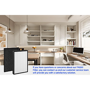 Replacement Filter Compatible with FAMREE FA500: H13 True Hepa Filter Compatible with FAMREE FA500 and Aiper KJ200 Air Purifiers with High Efficiency Activated Carbon, 2 Pack