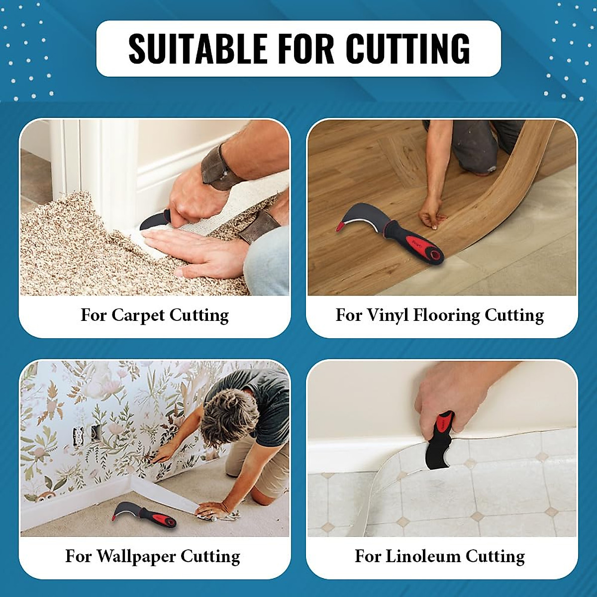 Zimpty ZY325 Tools Flooring Linoleum Knife with SK-5 Hardened Carbon Steel Blade and Soft Non-Sticky Rubber Handle for Cutting Carpet, Vinyl Flooring, Linoleum, Wallpaper (1)