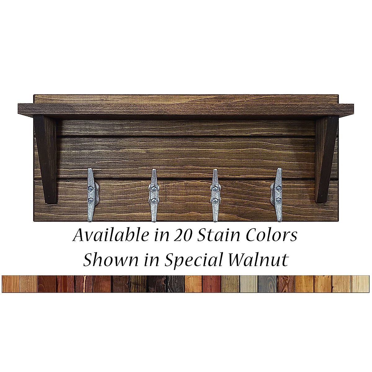 Wildwood Rustic Wall Mounted Boat Cleat Coat Rack with Shelf - Entryway Shelf Perfect Touch for Your Entryway, Kitchen, Bathroom and More