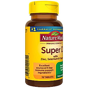 Nature Made Super Vitamin D Immune Complex, Vitamin D3, Selenium, Copper and Zinc Supplements for Immune Support, 70 Tablets, 70 Day Supply