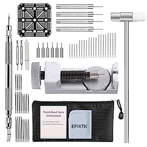 Watch Band Strap Link Pins Remover Repair Tool,24 in 1 Kit with 6 Extra Tips Replacement,20PCS Cotter Pin,Spring Bar Tool Set,1PCS Head Hammer