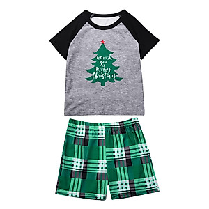 JEGULV Short Sleeve Christmas Pjs, Christmas Pajamas for Family Short Sleeve Matching Outfits 2024 Xmas Family Jammies Matching Holiday Pajamas Sets, Family Matching Christmas Pajamas,