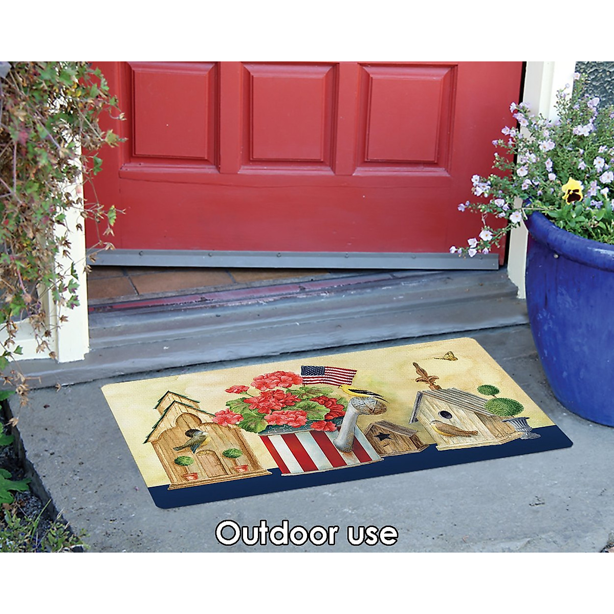 Toland Home Garden 800175 Patriotic Watering Can Summer Door Mat 18x30 Inch 4th of July Outdoor Doormat for Entryway Indoor Entrance