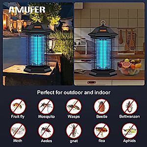 Amufer Bug Zapper Mosquito Zapper for Outdoor & Indoor,Upgraded 3 Mosquito Killing Technologies, 2 Safety Protection Technologies, Mosquito Killing Efficiency of 99.99%,Perfect for Home, Yard, Patio